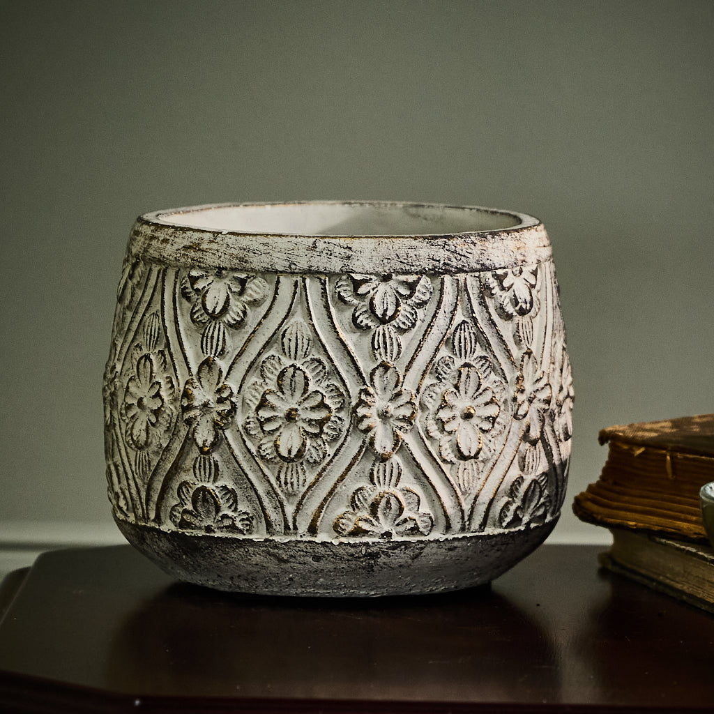 Floral Embossed Plant Pots | Vintage Style Planters | Evergreen Home ...